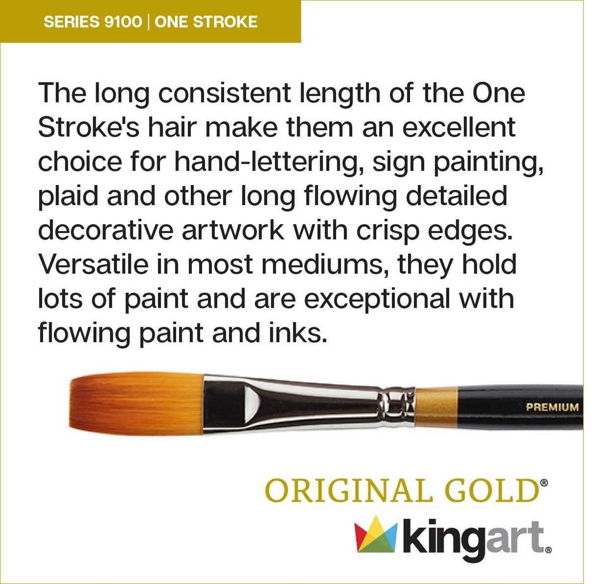 One & Done: Golden Taklon One Stroke Paintbrush — KINGART