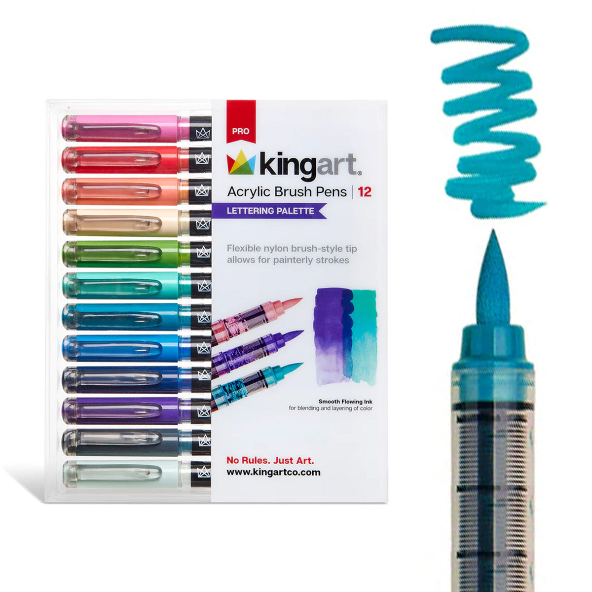 Acrylic Paint Brush Tip Pens - 12 Lettering Colors — KINGART