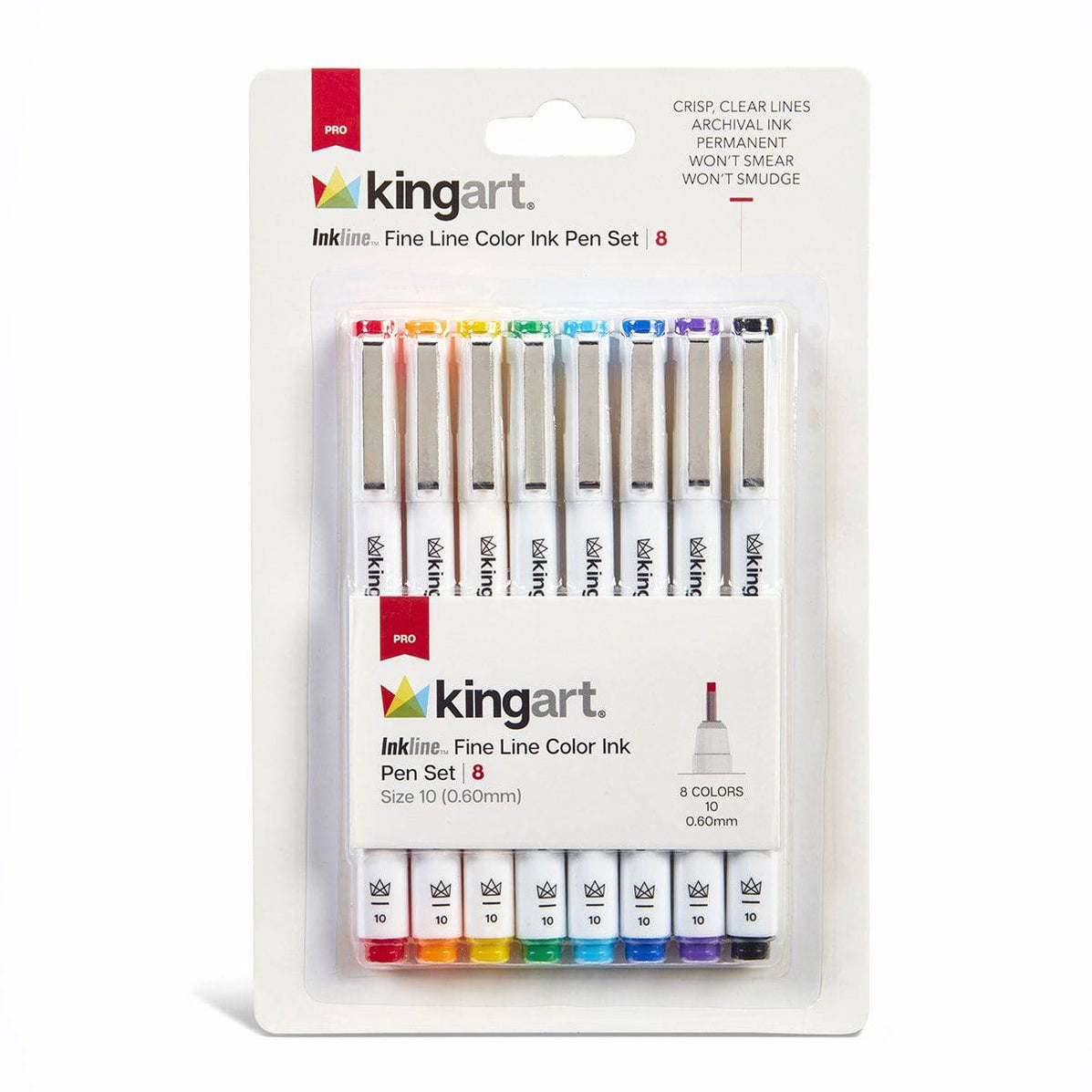 PRO Inkline™ Fine Line Pens, 8 Colors, Size 10 — KINGART