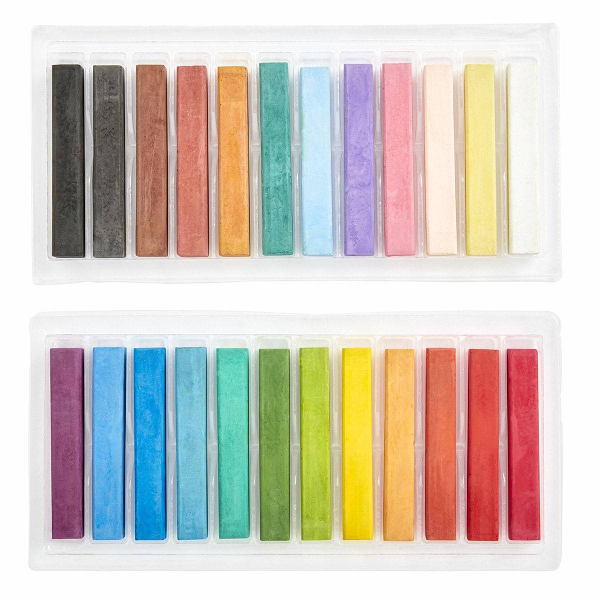 Colored Square Chalk Pastels, Set of 24 Unique Colors — KINGART